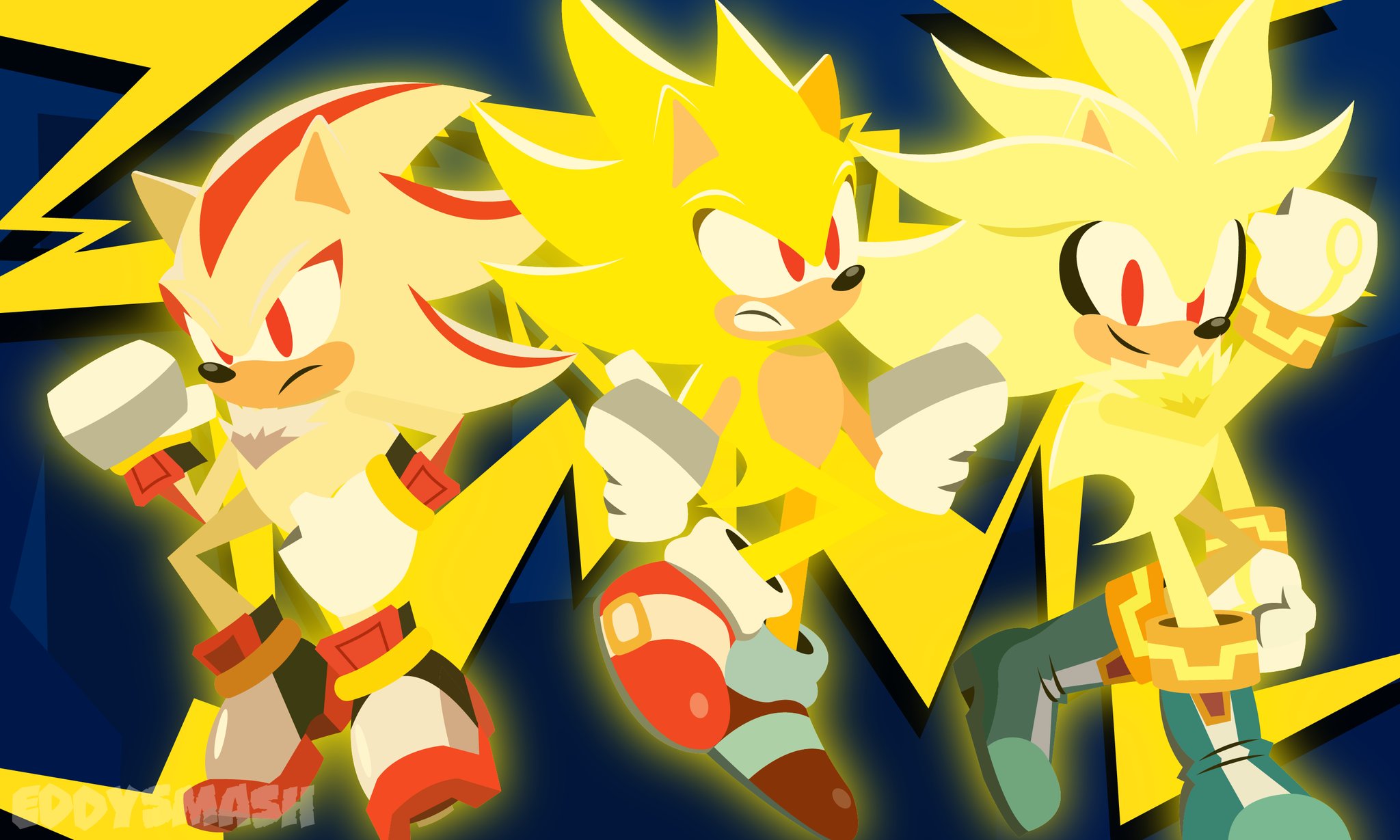 Super Sonic E Super Shadow E Super Silver Wallpaper