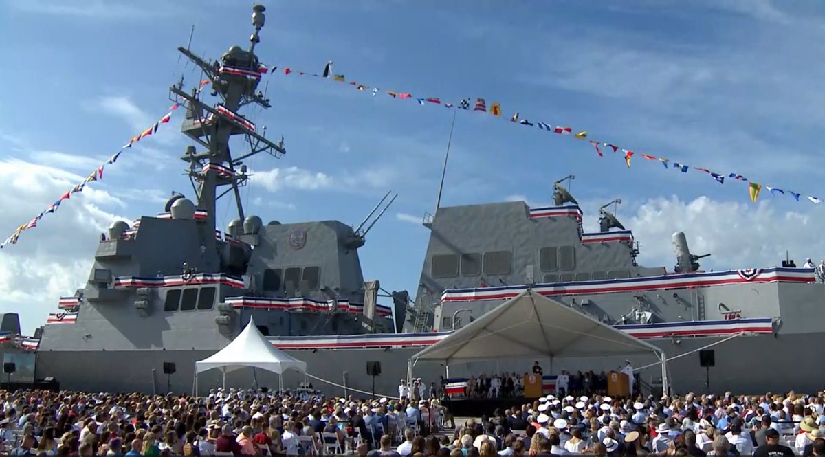 Destroyer USS JACK H LUCAS DDG125 was commissioned 7 Oct under sunny ...