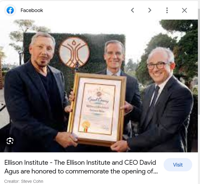 Aug. 2021 "Netanyahu had dinner with Ellison and Dr. David Agus, a ...