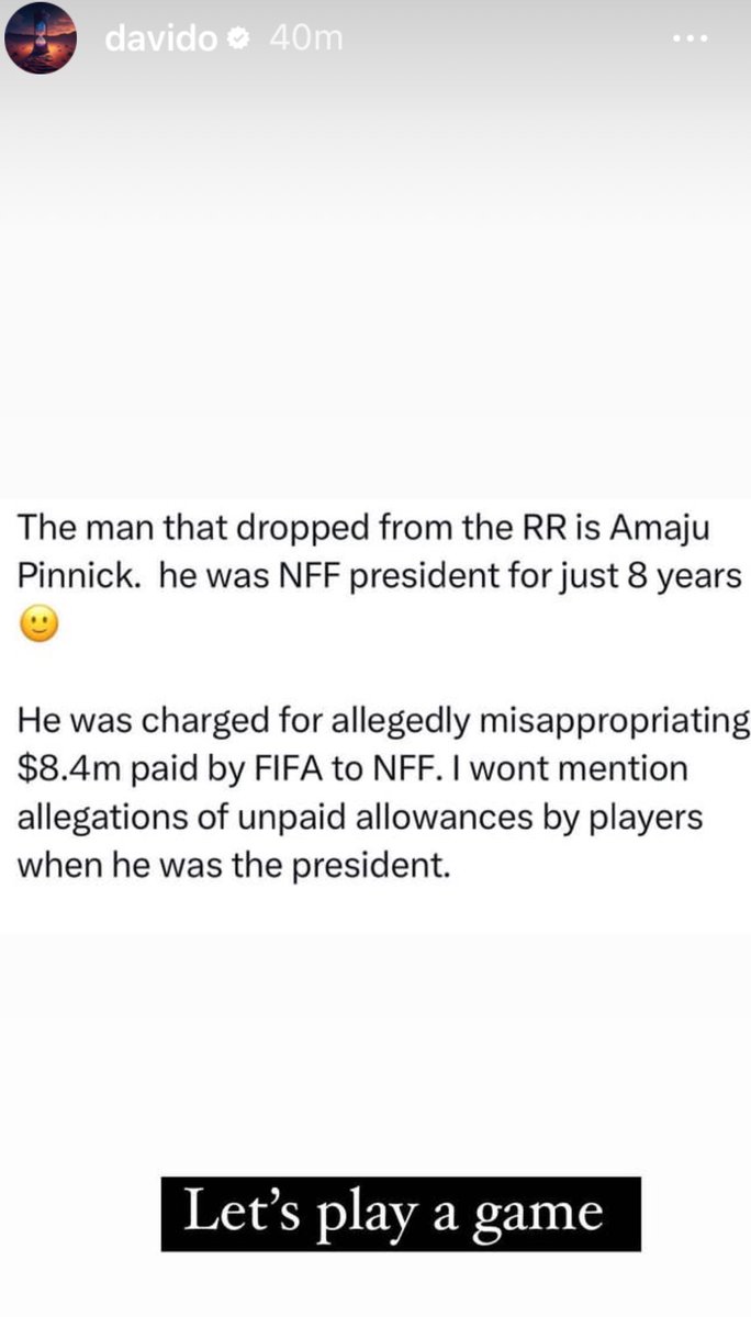 Davido slams former NFF President Amaju Pinnick, after he called him ...