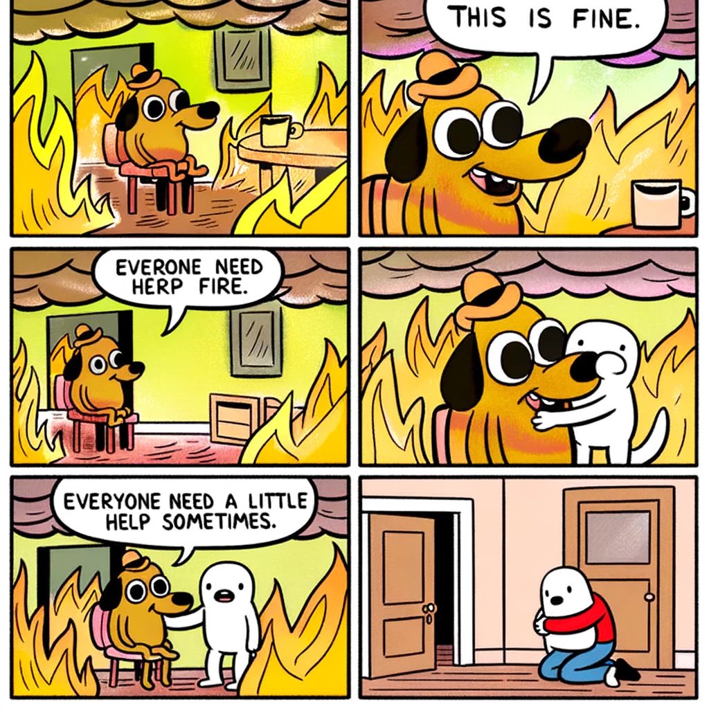 This Is Fine Cartoon Dog