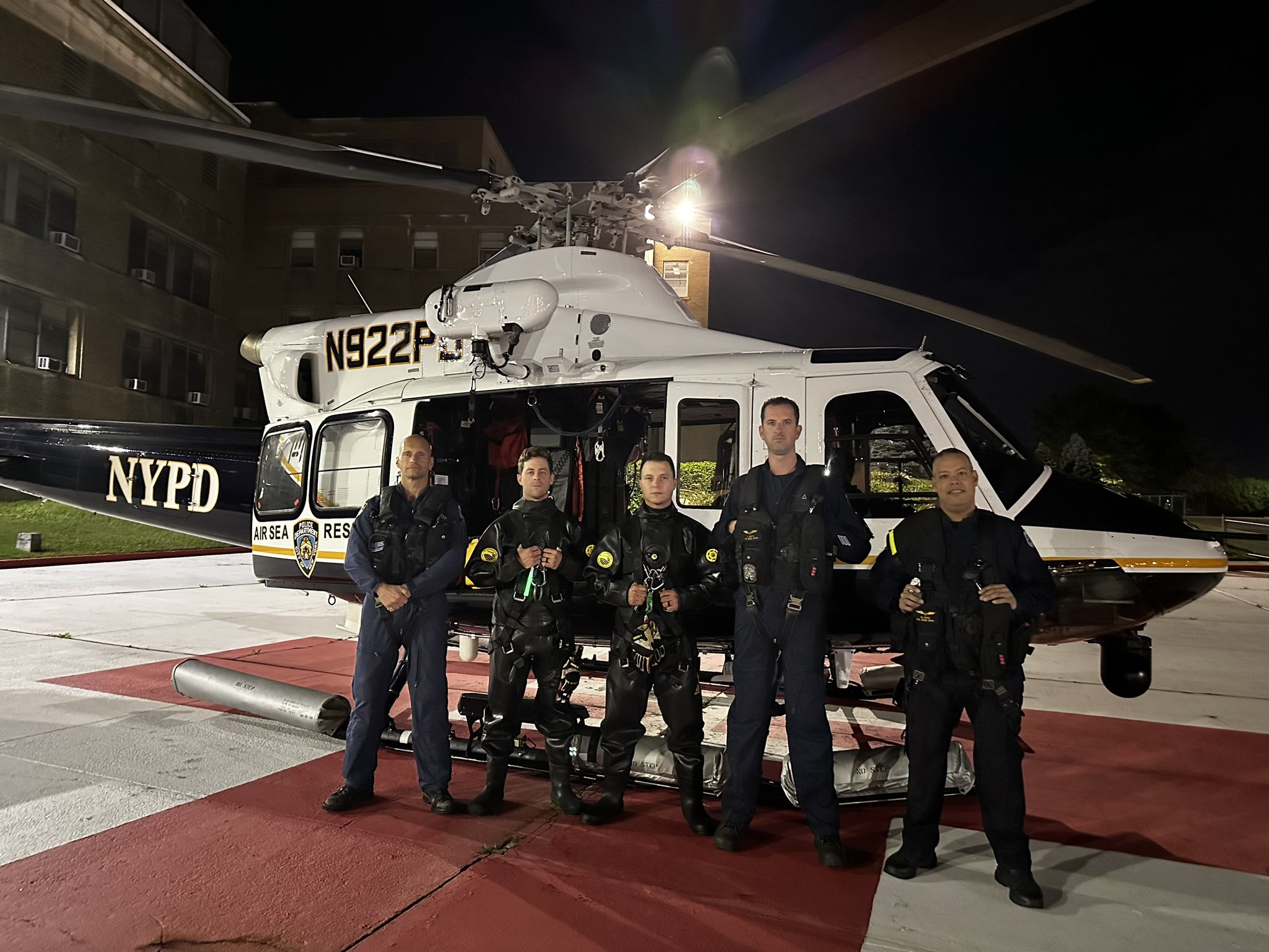 Nypd Helicopter At Night