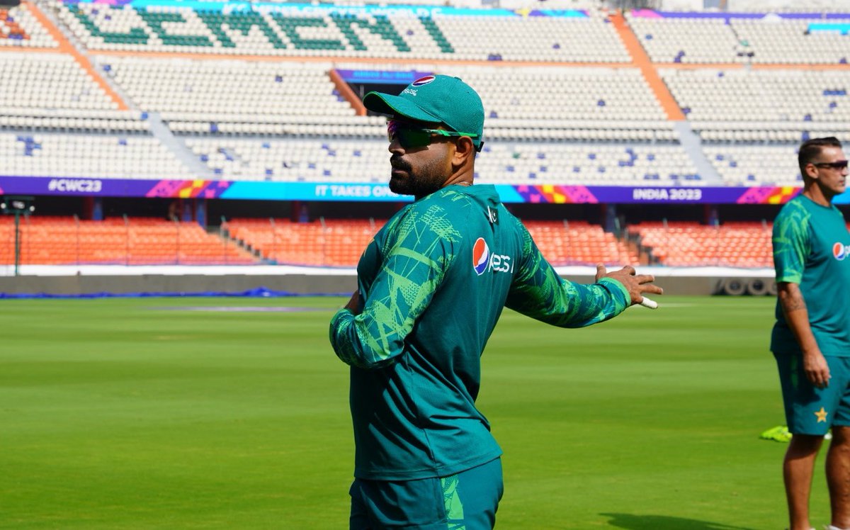 Babar Azam in the practice session at the Rajiv Gandhi International ...