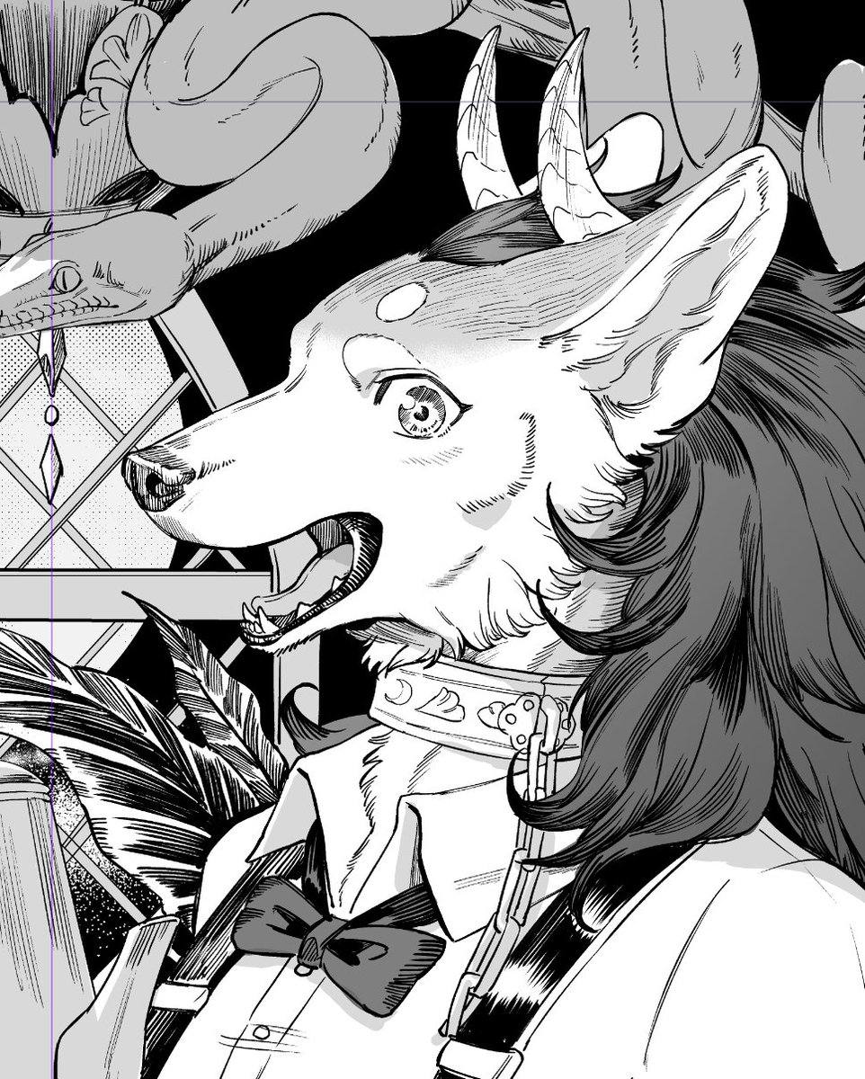 「ハルタ107号「Servant Beasts」第4話掲載中です! ハルちゃん初めてでっかい街に行きます🐕魔女様は張り切」森野鈴鹿🐈の漫画