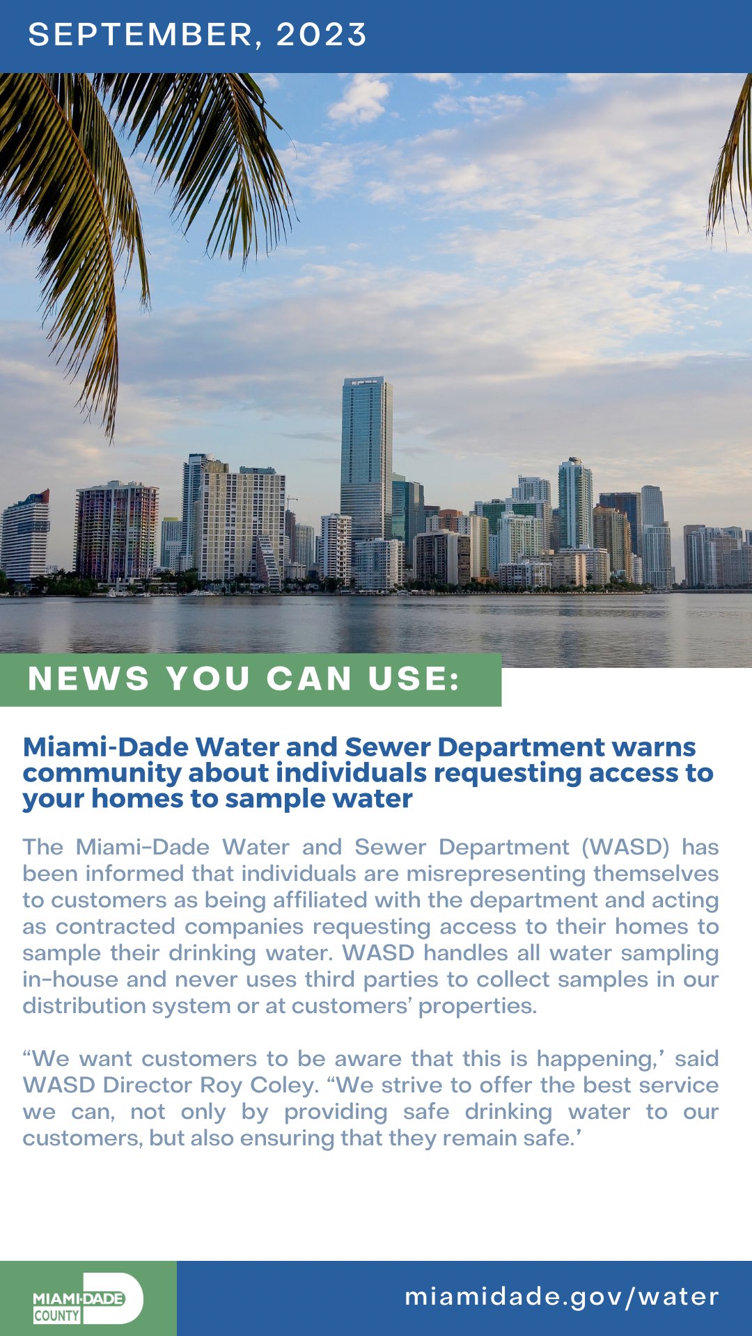 Miami Dade County Water Department Ocean Outfall Legislation Program