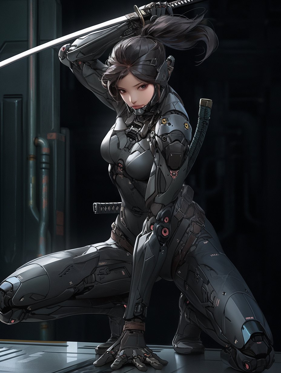 Beautiful Female Cyborg Ninja Lexica Right Facing, Portrait Of A