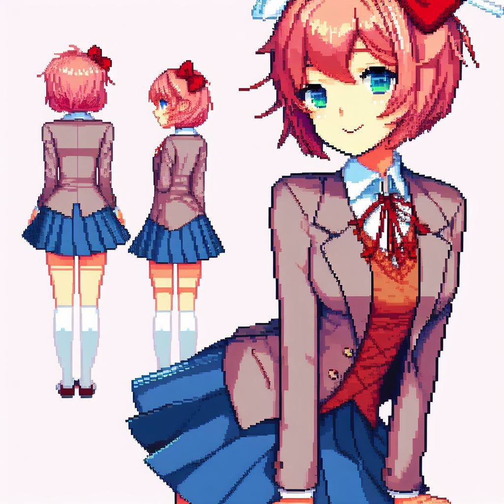 Cow on X: bing ai image generator: Sayori DDLC, pixel art / X