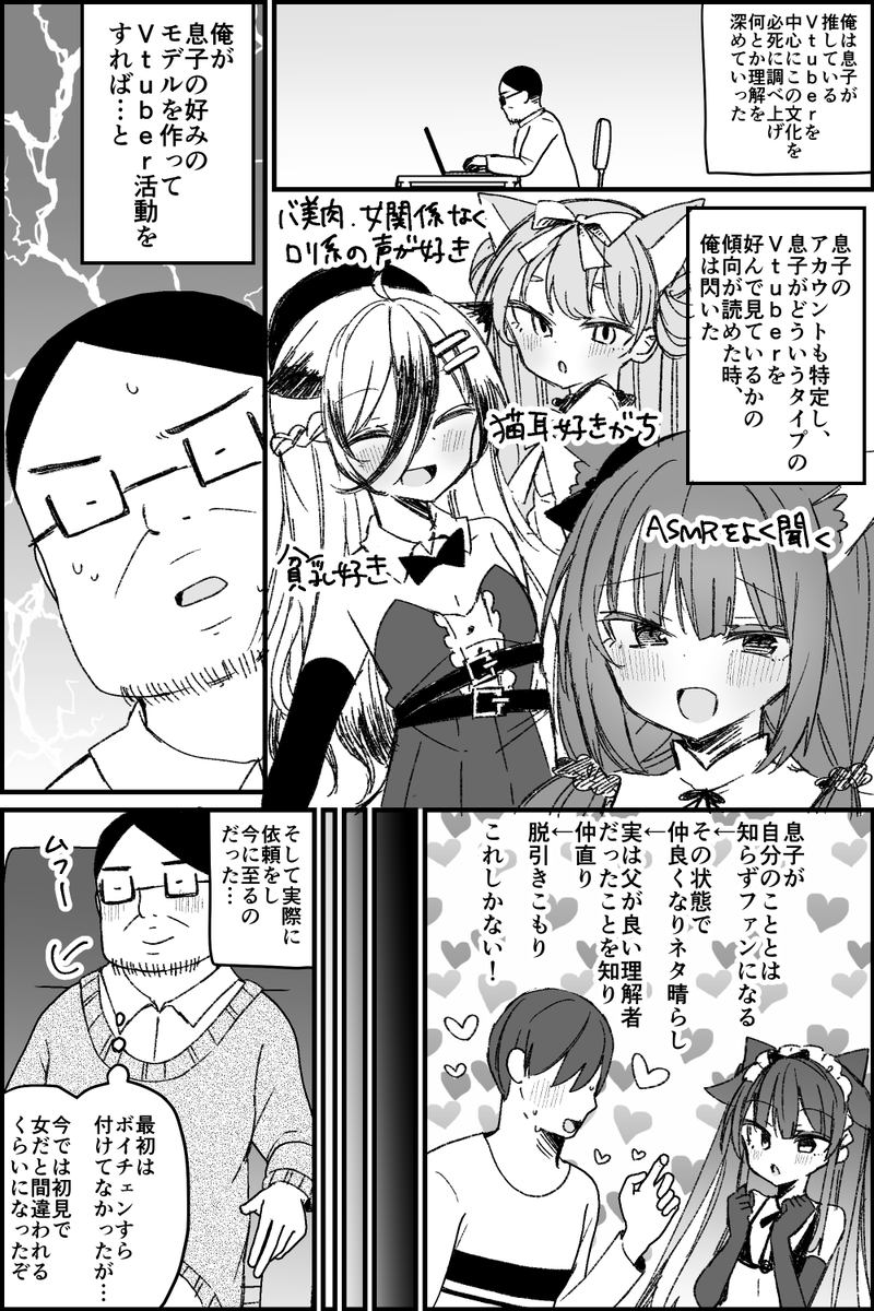 引きこもりの息子を救うためにバ美肉vtuberになったお父さんの話 ※後半になるにつれ暗い話になります