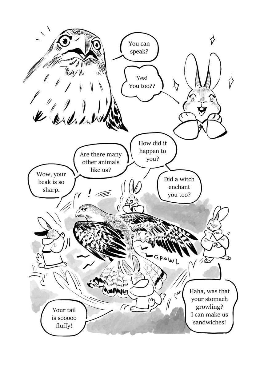 「i made a comic for @SBComicsFair about a hawk and a rabbit (」hwei ...