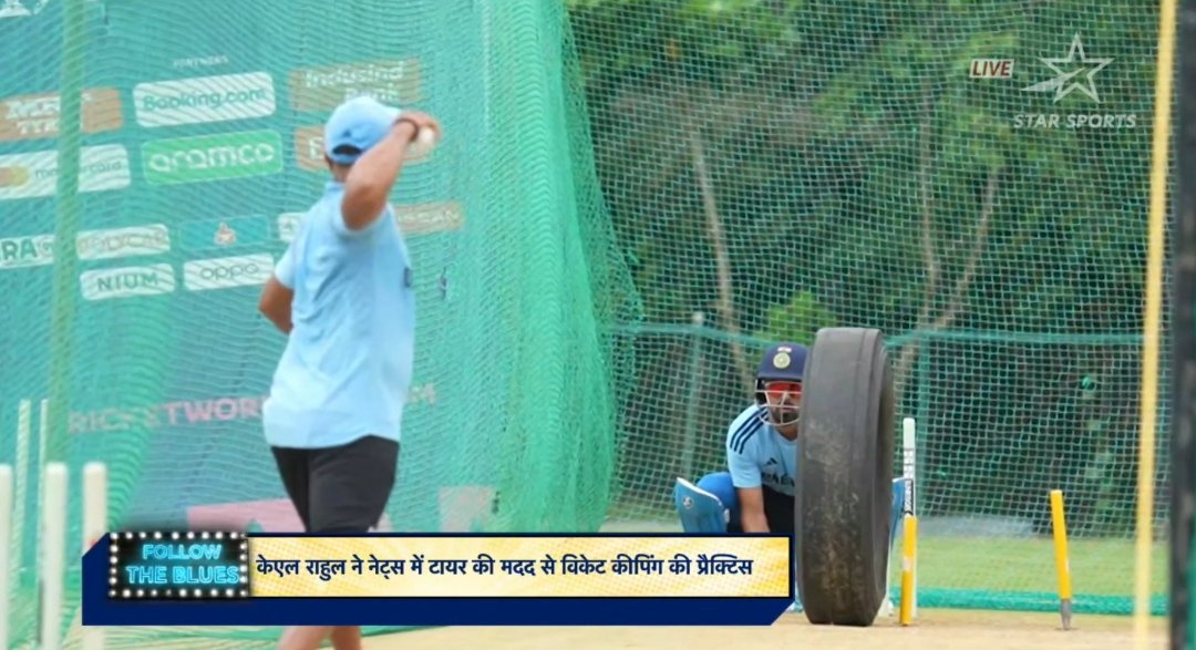 KL Rahul doing wicket-keeping practice with Tyres in-front of the ...