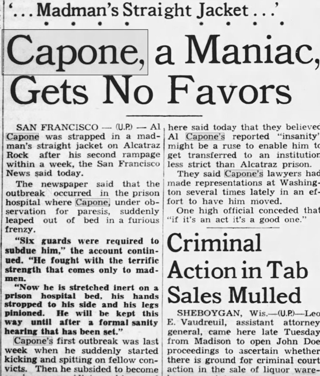 Al Capone Newspaper 1920s
