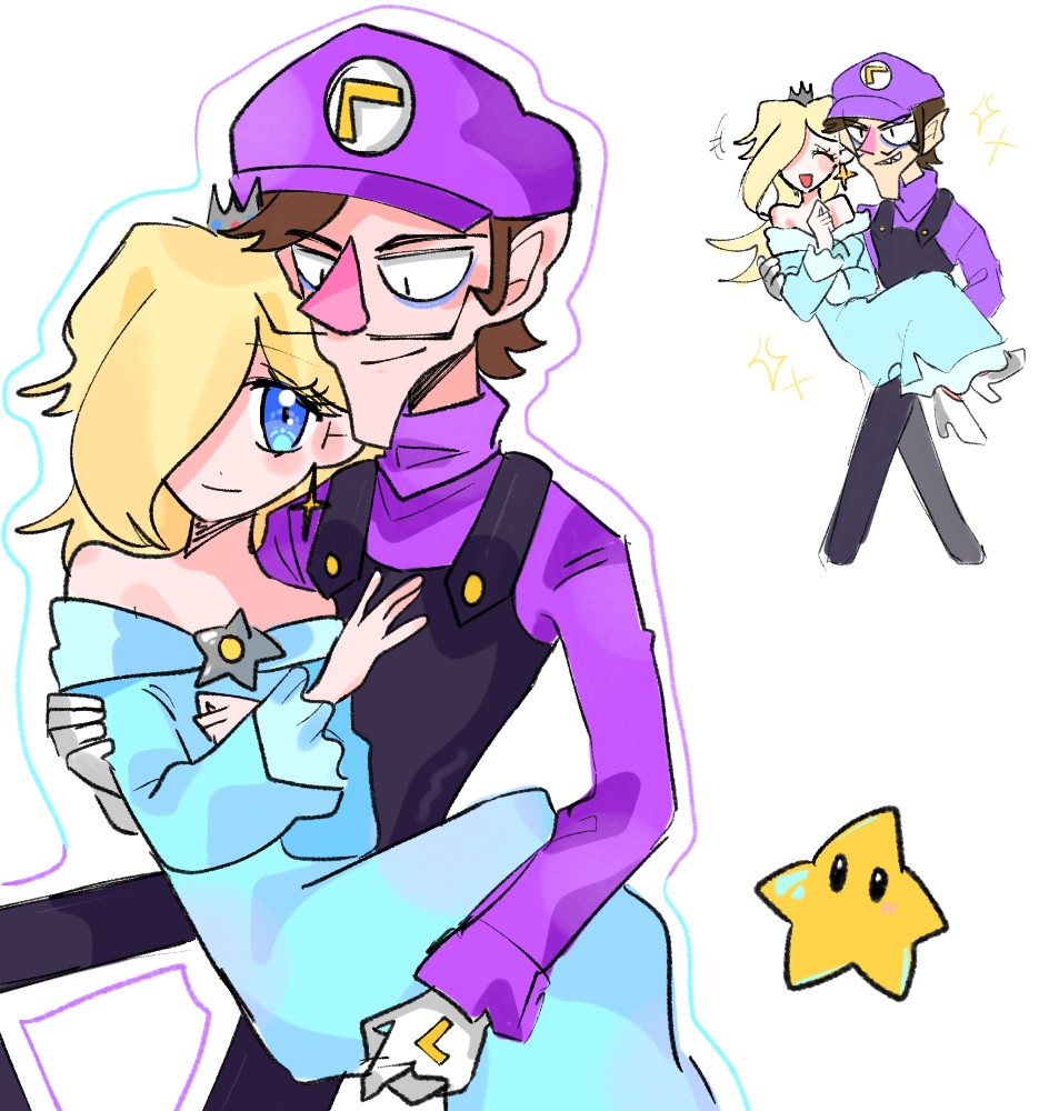 Waluigi And Rosalina Kiss