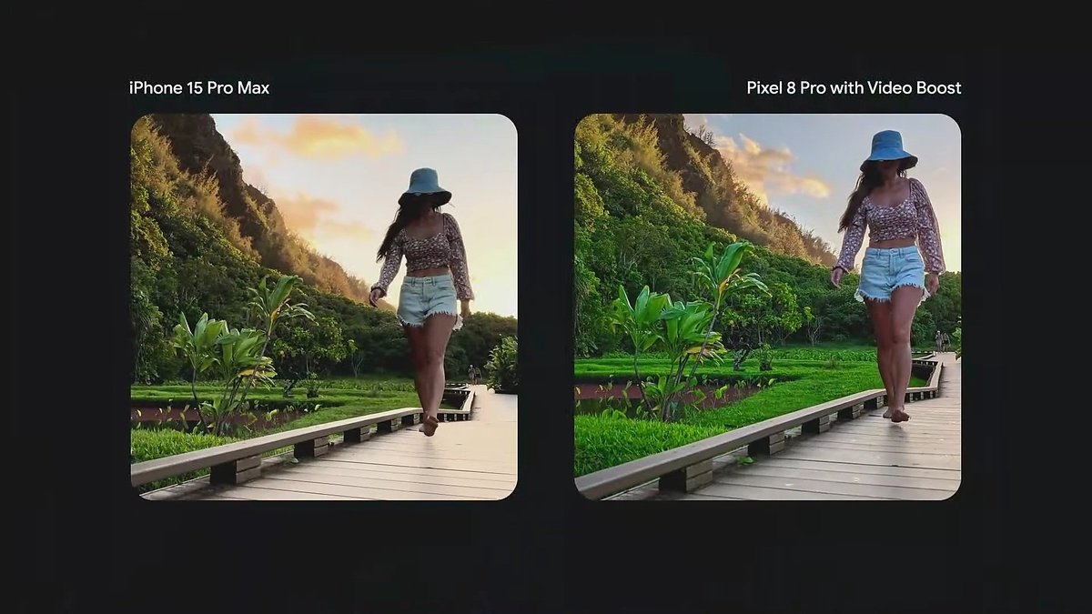 Video sample: iPhone 15 Pro Max vs Google Pixel 8 Pro using the Video Boost processing ...