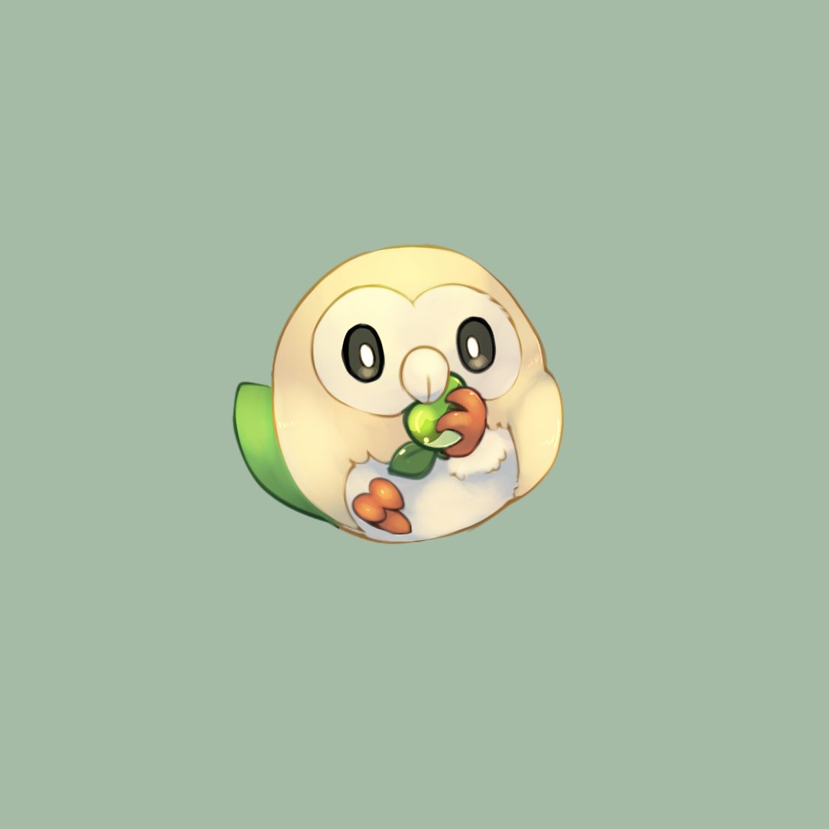 rowlet no humans pokemon (creature) solo holding food simple background ...