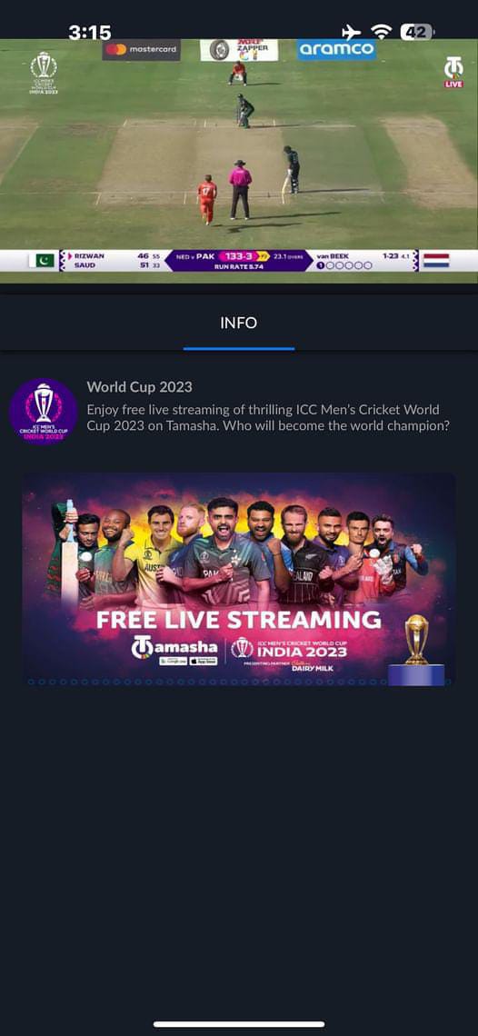 Good news for cricket Fans!! TAMASHA App is offering Free HD streaming ...