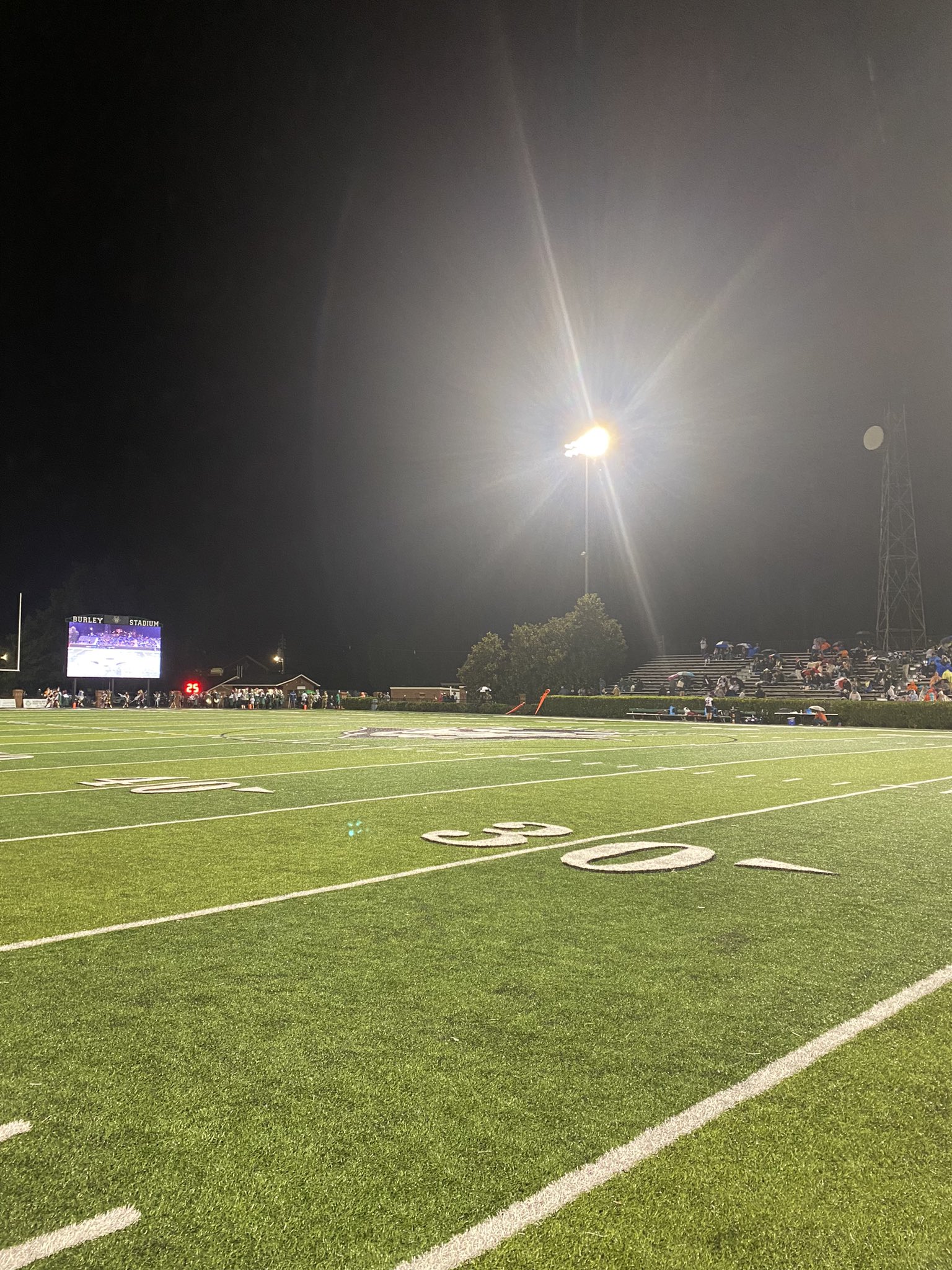 Football Field Night Rain