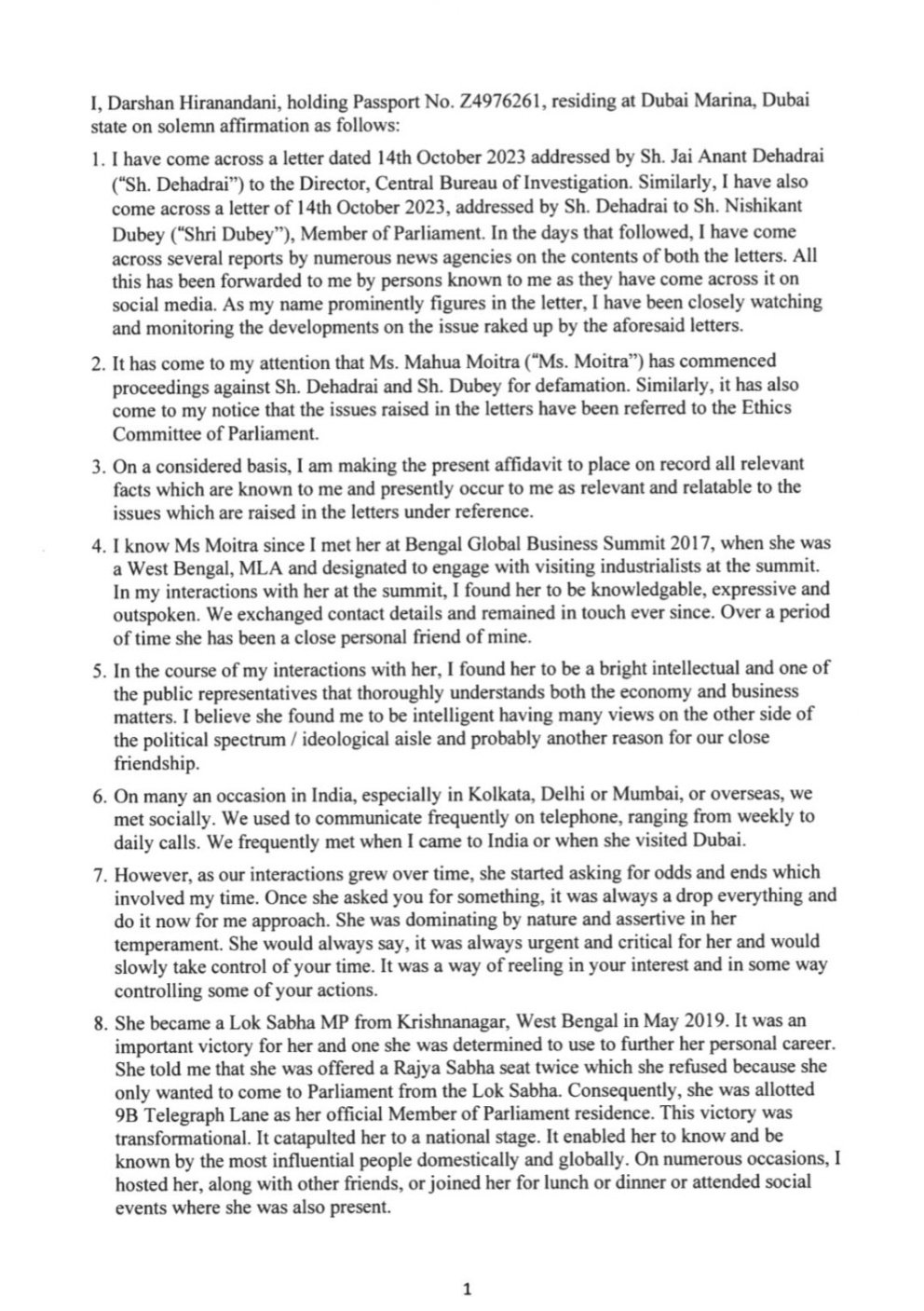 Cash For Query Row: Darshan Hiranandani claims 'Mahua targets Adani to tarnish PM Modi's image ...