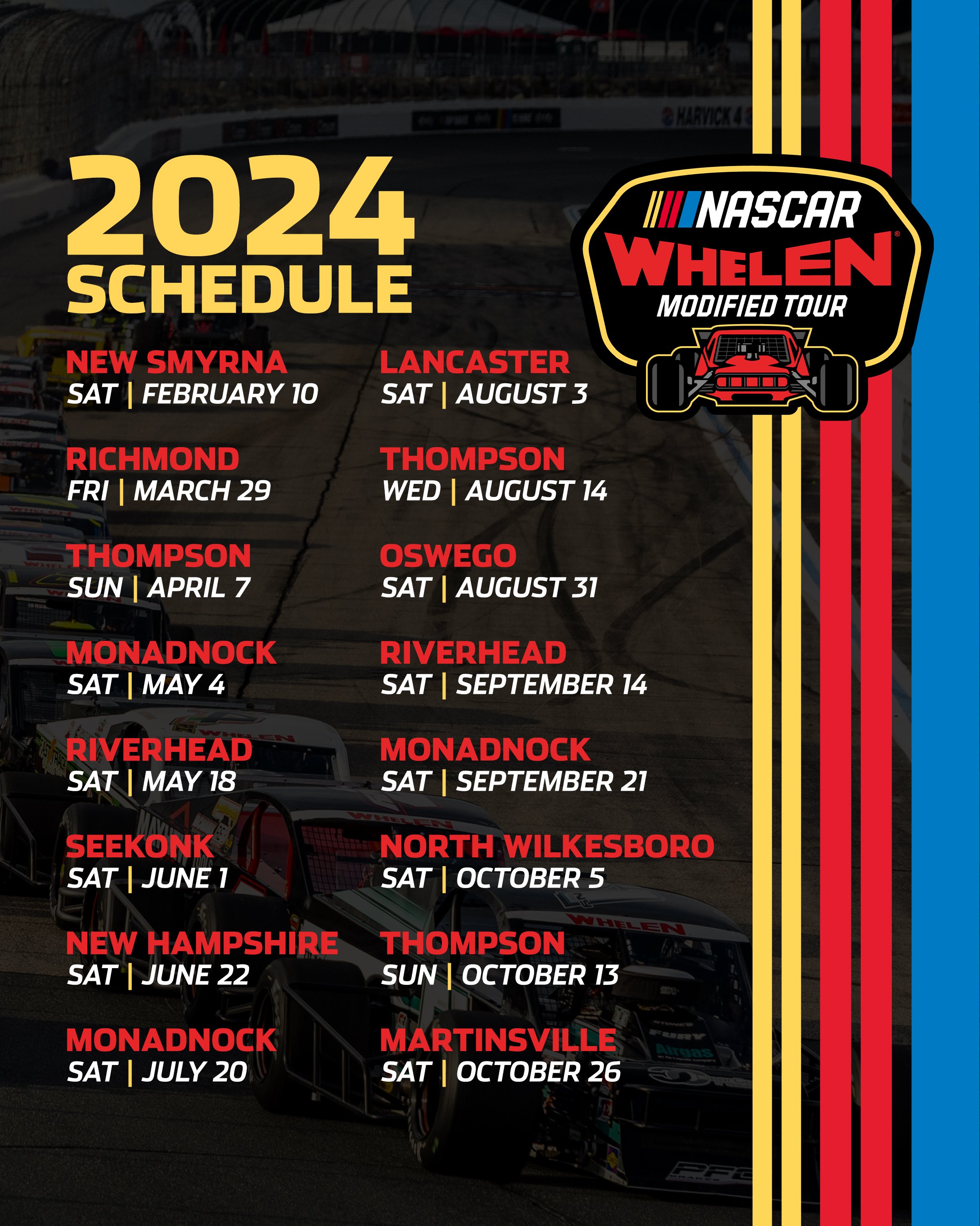 Nascar Whelen Modified Tour 2024 Schedule: Get Ready for Thrilling Races! Nascar Whelen Modified Tour 2024 Schedule: Get Ready for Thrilling Races!