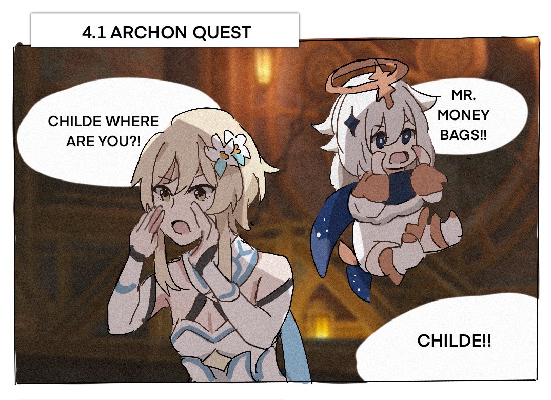 「pretty much the 4.1 archon quest 😭 poor childe #GenshinImpa」sam draws genshinの漫画