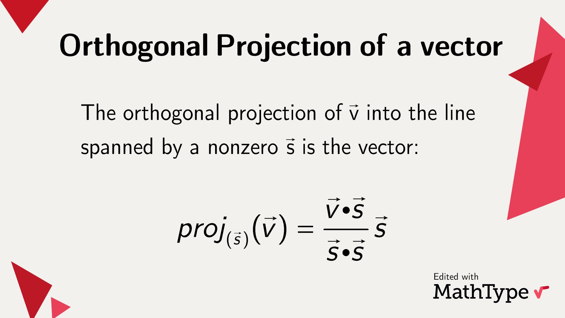 Vector Orthogonal Projection Example Projection Vector Formula,
