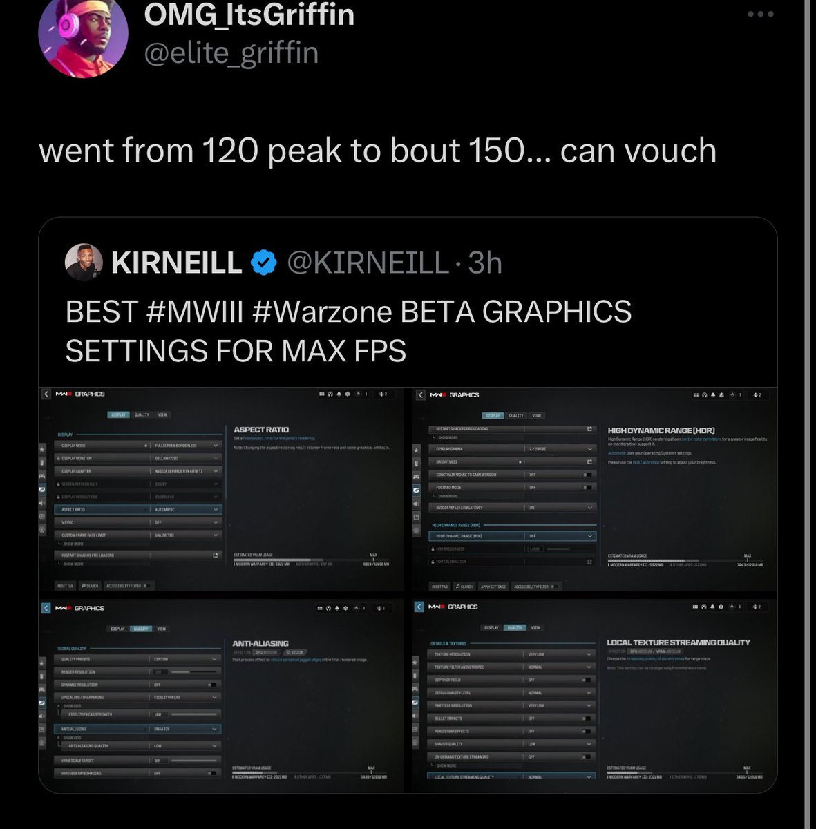 BEST #MWIII #Warzone BETA GRAPHICS SETTINGS FOR MAX FPS - Thread from ...