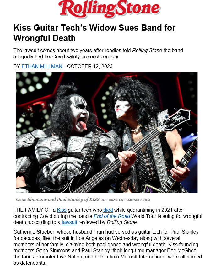 Kiss Guitarist Dies