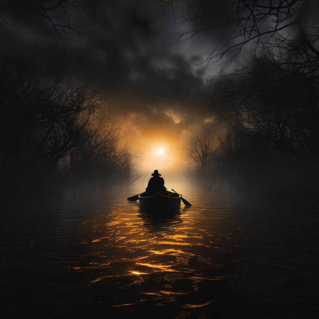 Amidst the gleam of modern age's light, Charon glides through the ...