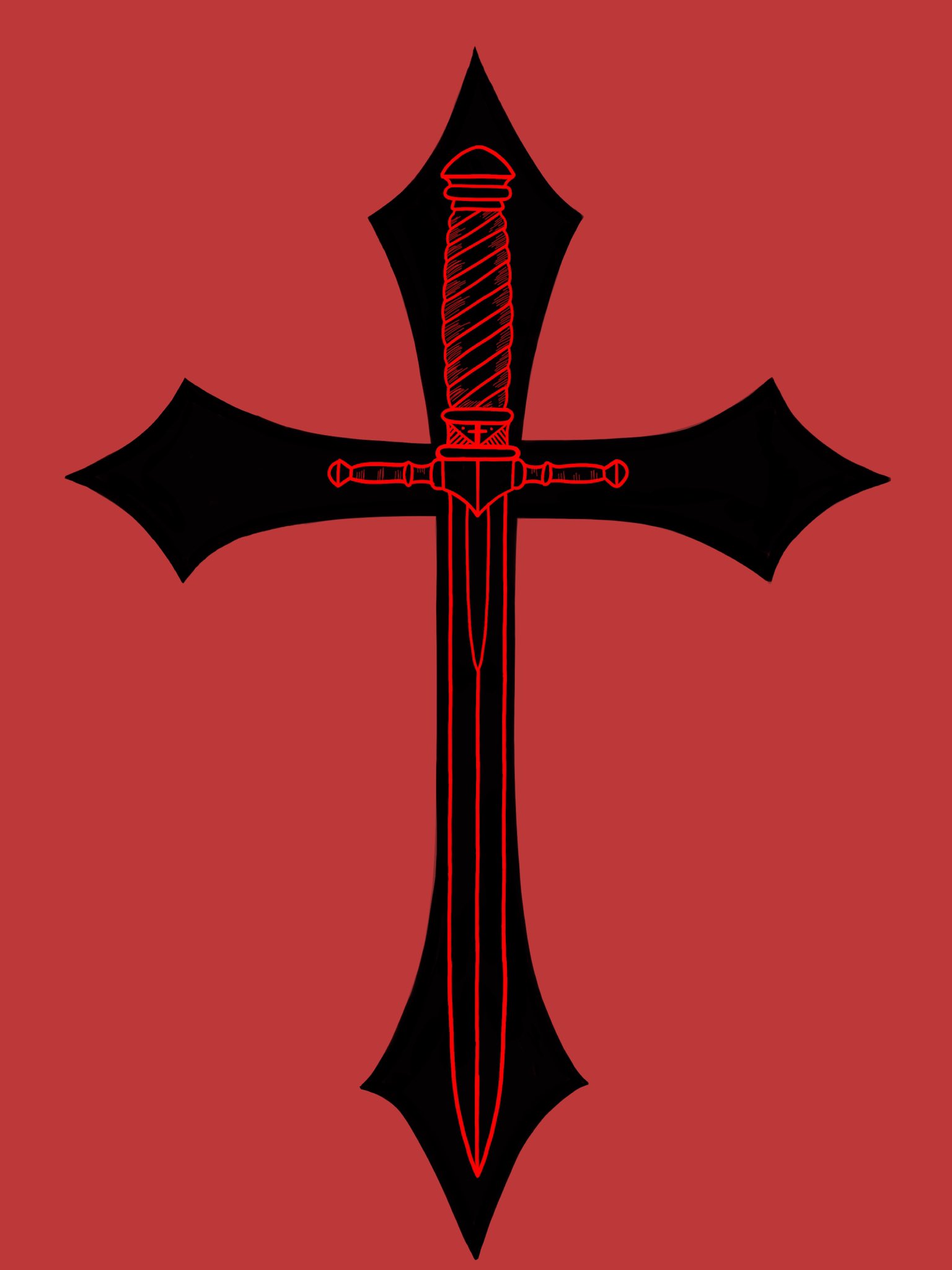 Red Crusader Cross Tattoo