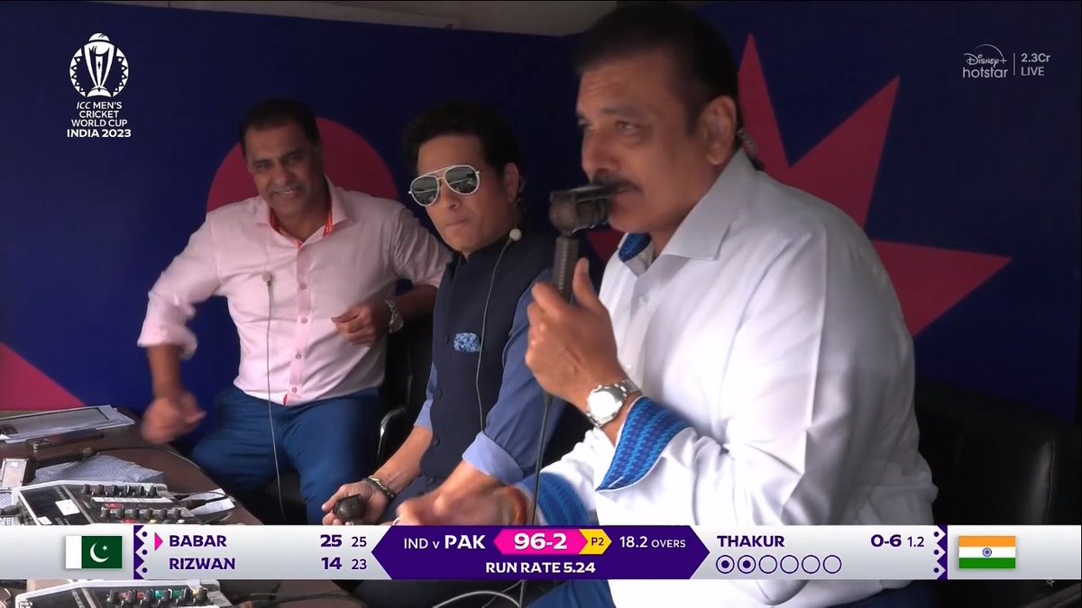 Sachin Tendulkar with Ravi Shastri and Waqar Younis in the commentary ...