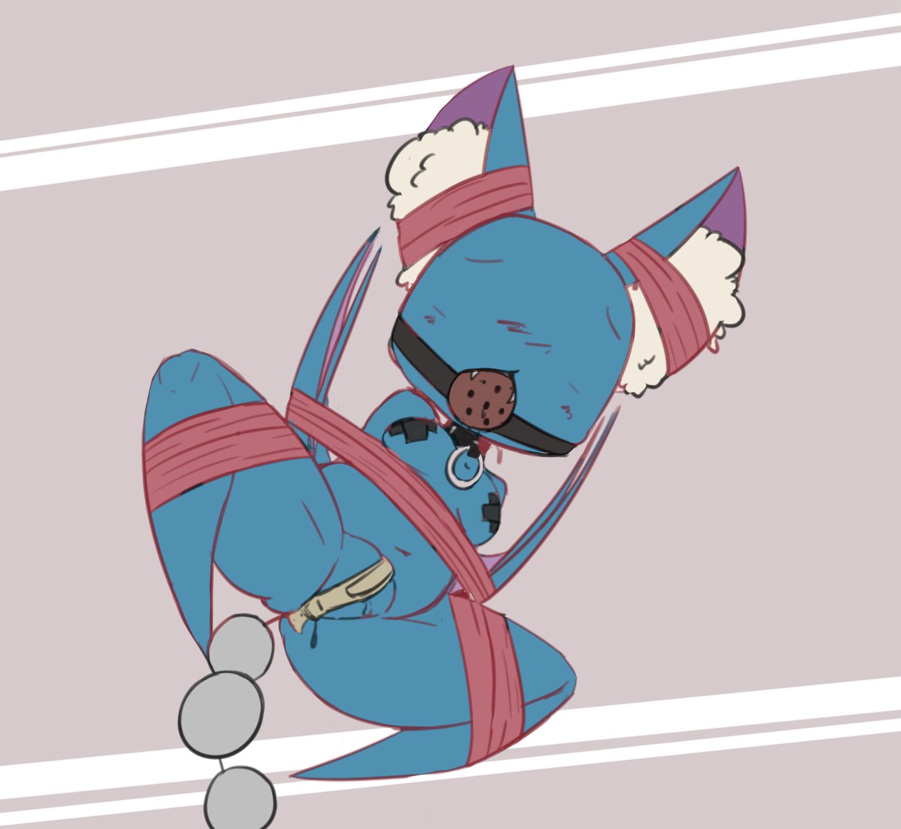 Rule 34 Anal Beads Anthro Arms Tied Ball Gag Bondage Bound Choker