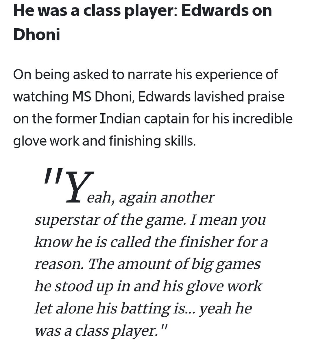 You can't be bad at cricket when your idol is MS Dhoni. SCOTT EDWARDS ️ - المسلسل من ` @rahulmsd ...
