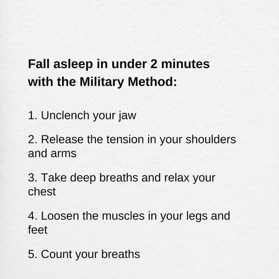 How To Fall Asleep In 2 Mins The Military Method Thread From Awake