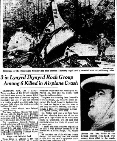 Lynyrd Skynyrd Plane Crash Bodies