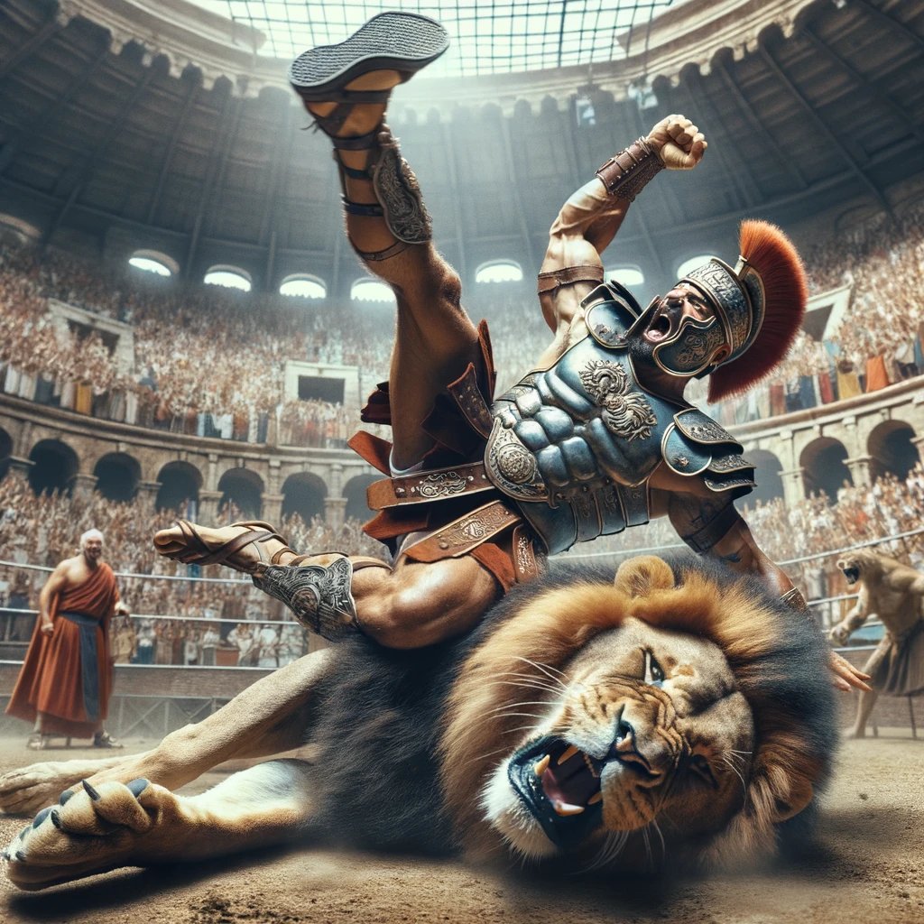 Gladiators Fighting Lions