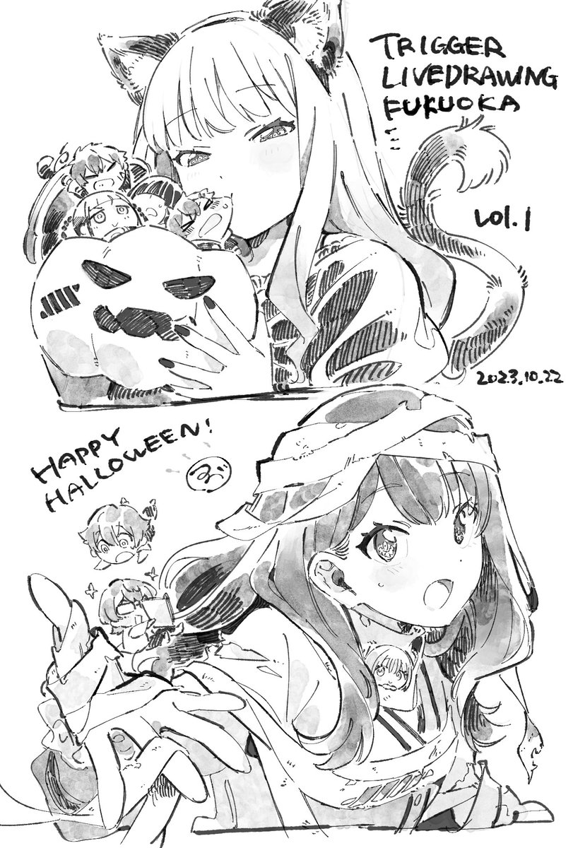 「TRIGGER LIVE DRAWING in FUKUOKA お越しいただいた皆様ありがとうございました! 福岡トリガ」あべさん(困)の漫画