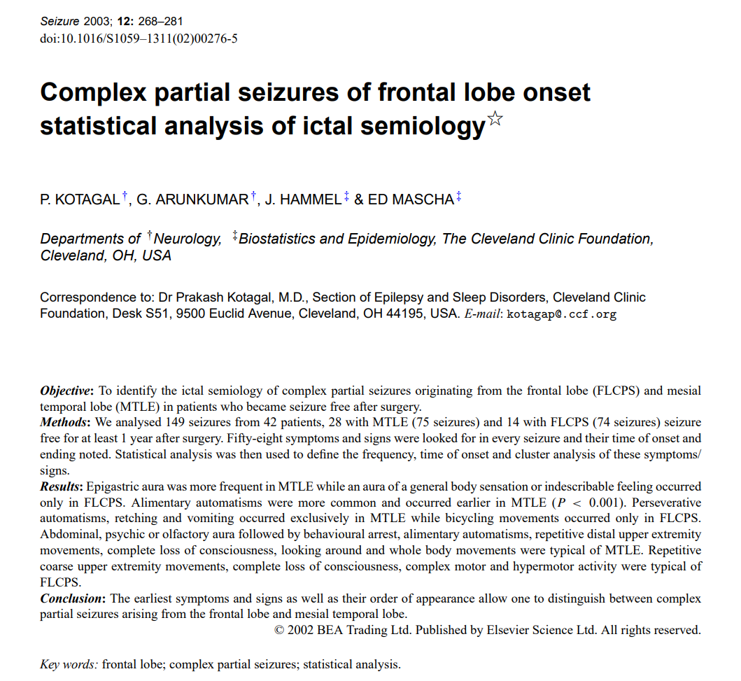 SEIZURE SEMIOLOGY TWEETORIAL 🧵1/ What is a complex motor seizure? A ...