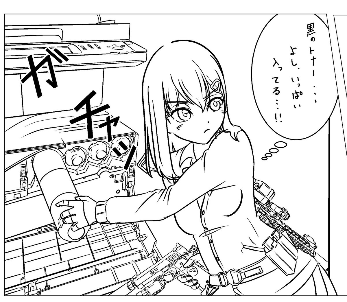 「①6ページ目にして初発砲 ②小さいコマなのに作画がやたらしんどかった」風見れご@C103日曜東A-90aの漫画