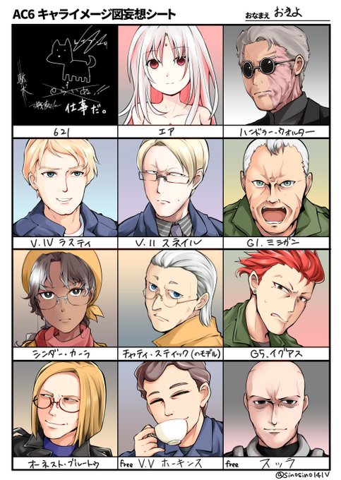 AC6のキャライメージ図描けましたんよ。テンプレお借りしてます。 | おきよ＠お疲れ様でした さんのマンガ | ツイコミ(仮)
