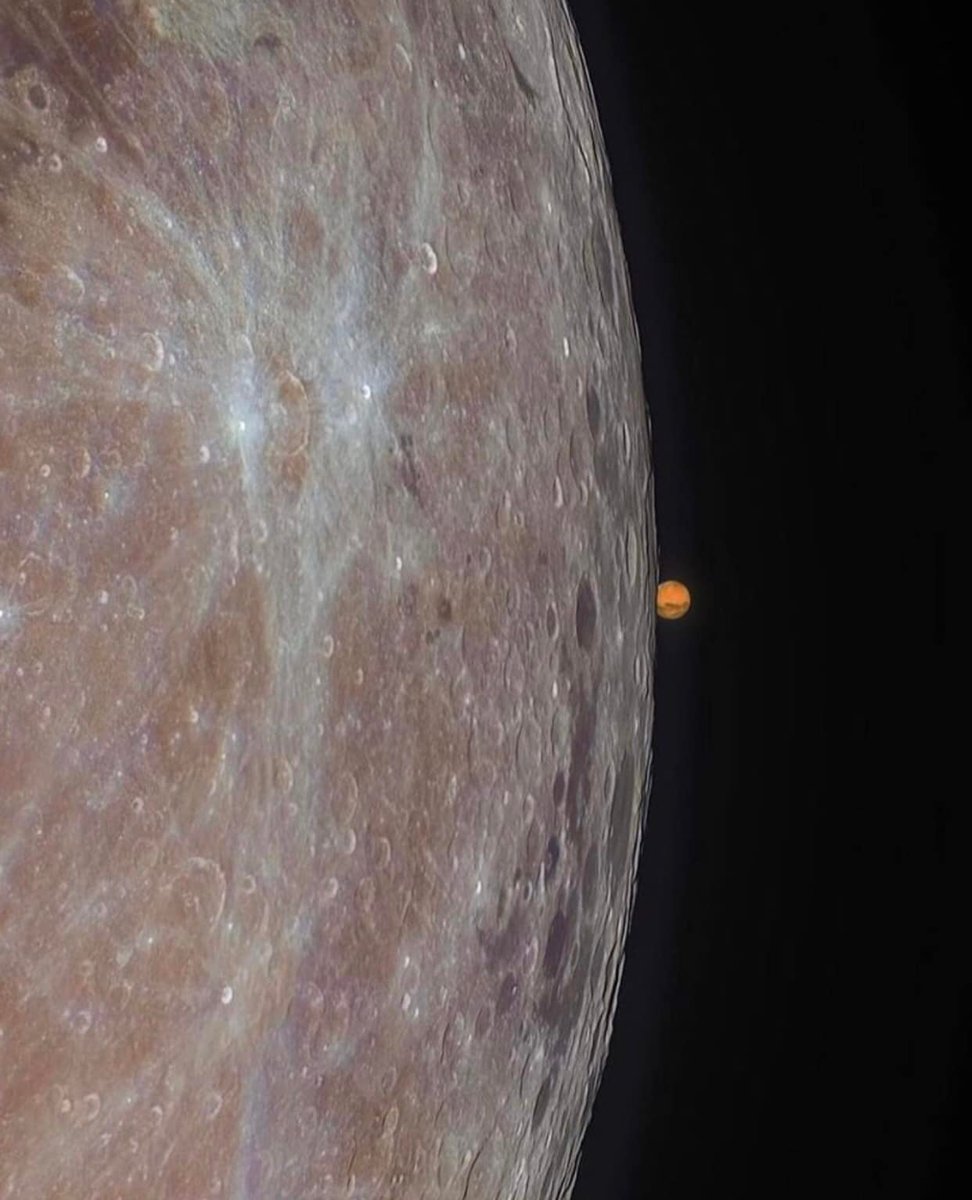 Impressive Capture Of Mars Behind The Moon Image Credit Cosmic Background