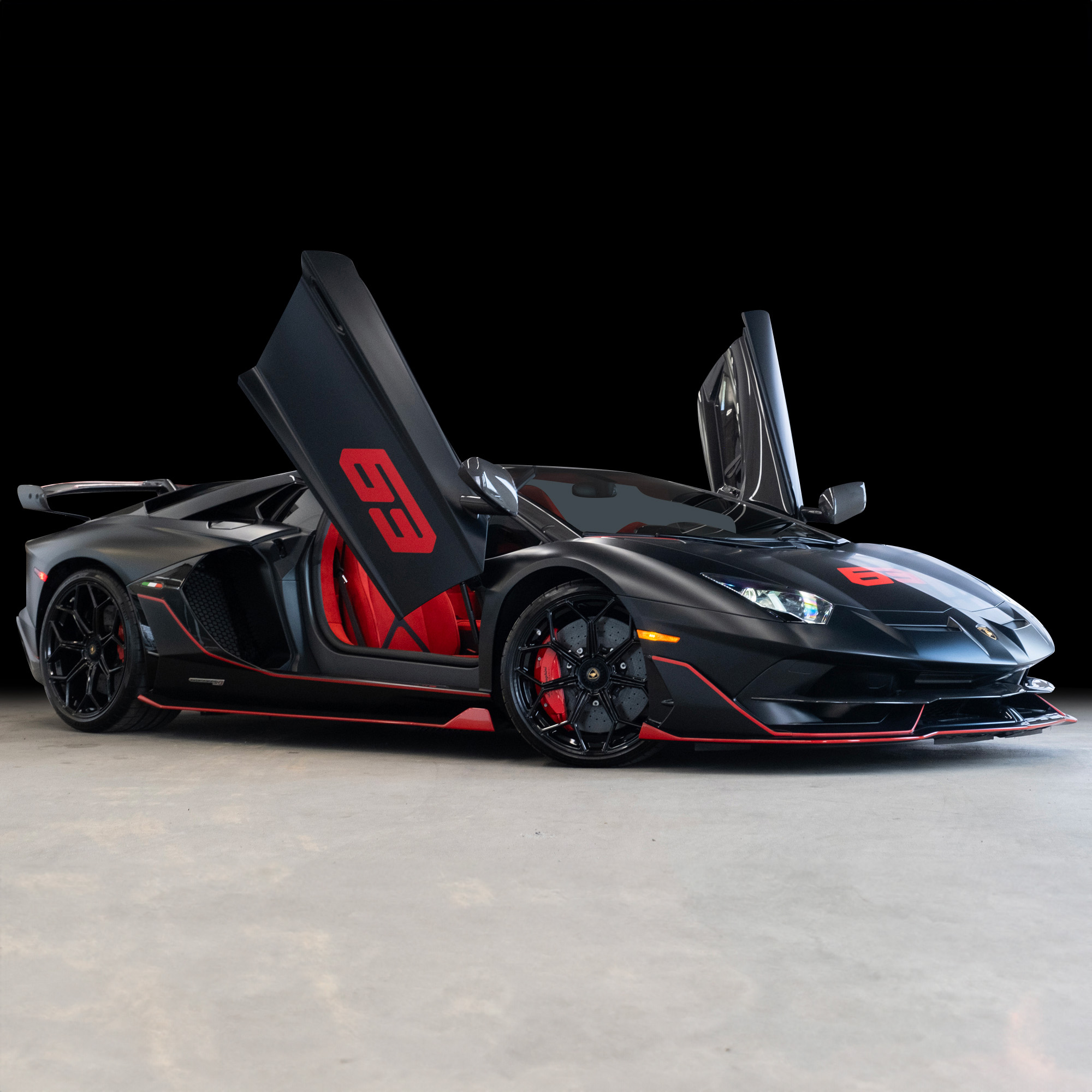 Black And Red Lamborghini Aventador