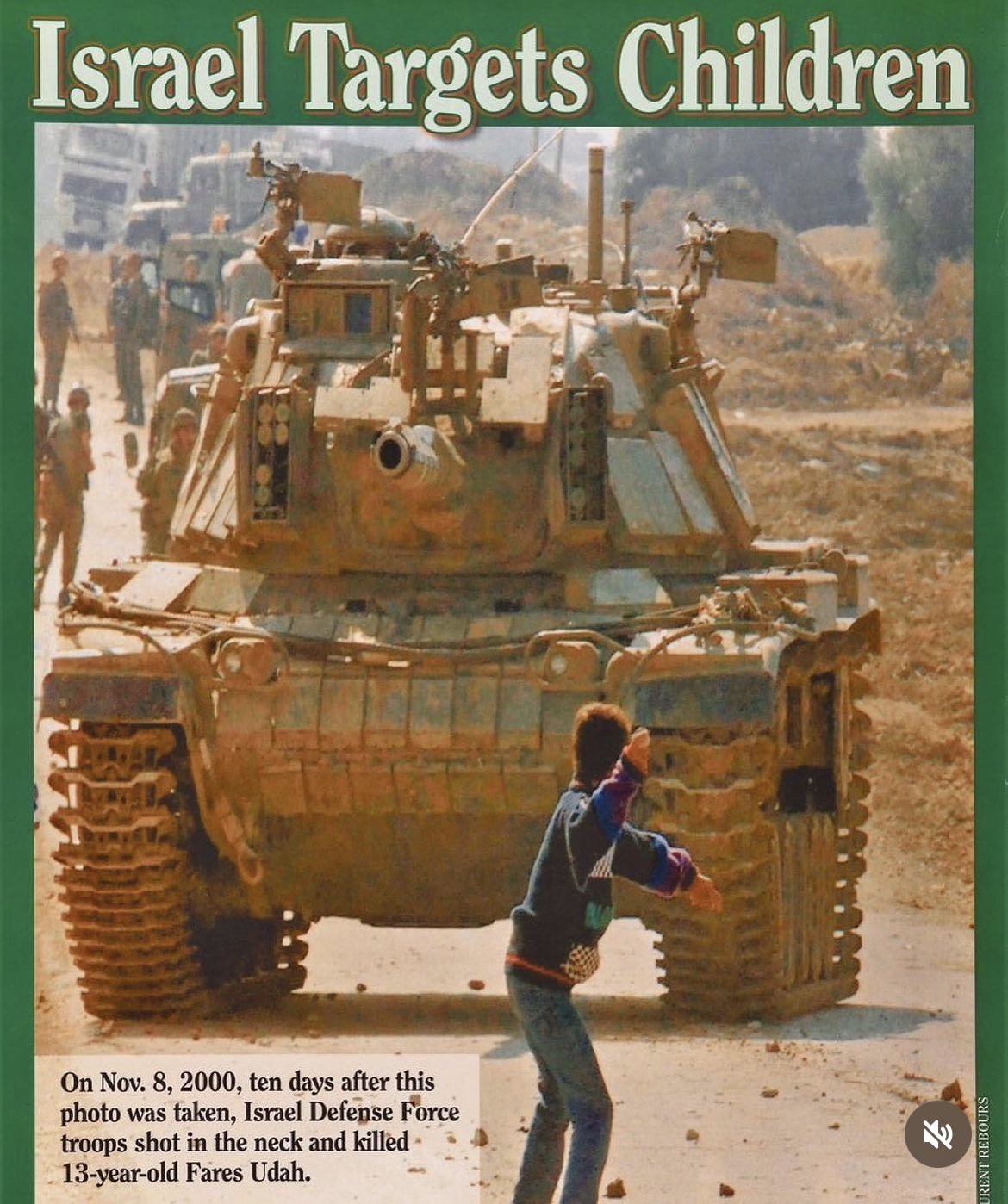 Palestinian Boy Throwing Rock At Tank