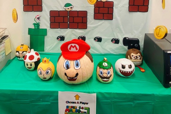 Mario Painted Pumpkin