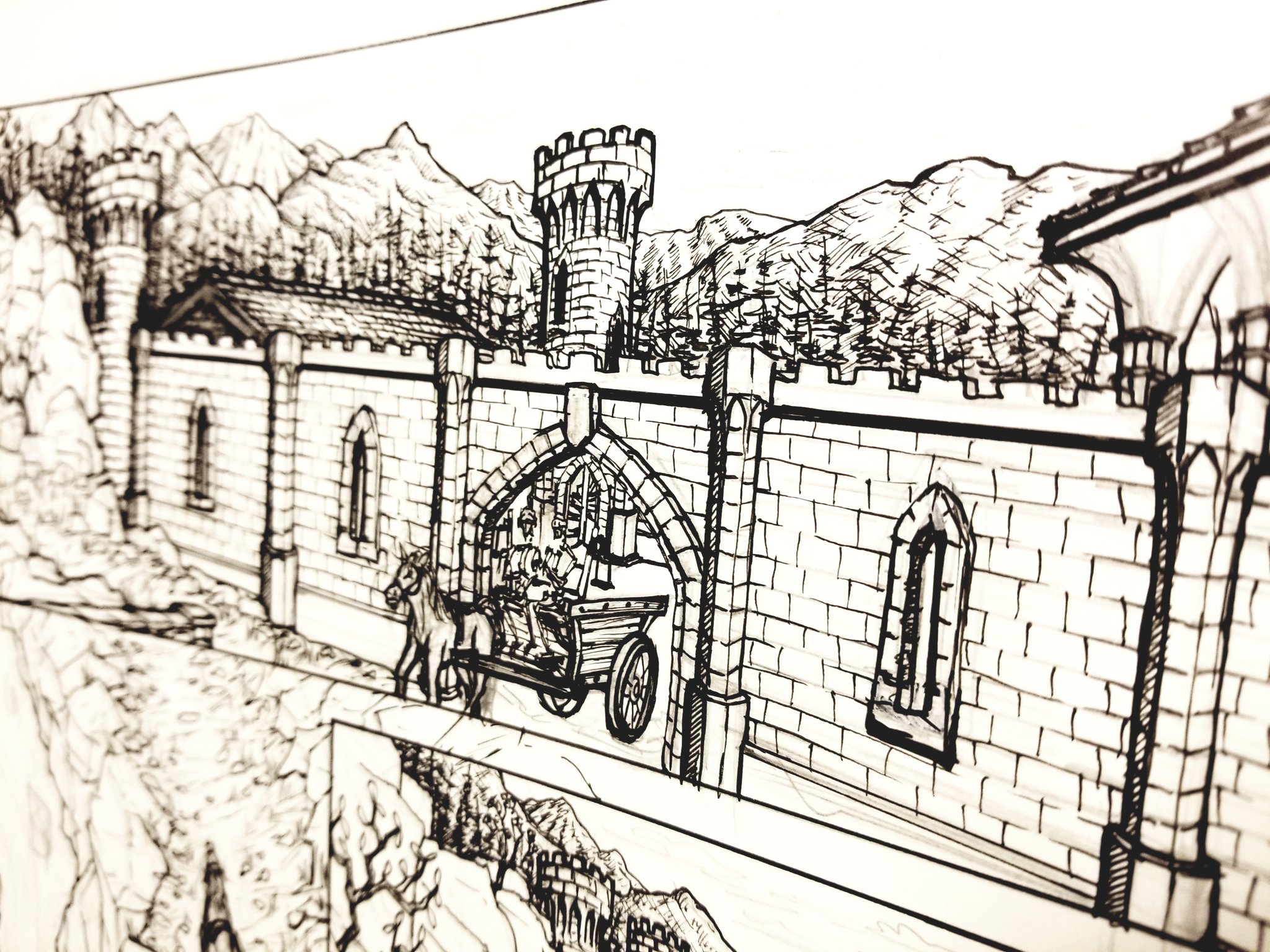 Castle Wall Drawing