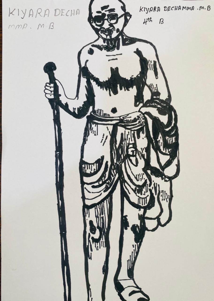 Gandhiji Standing Drawing