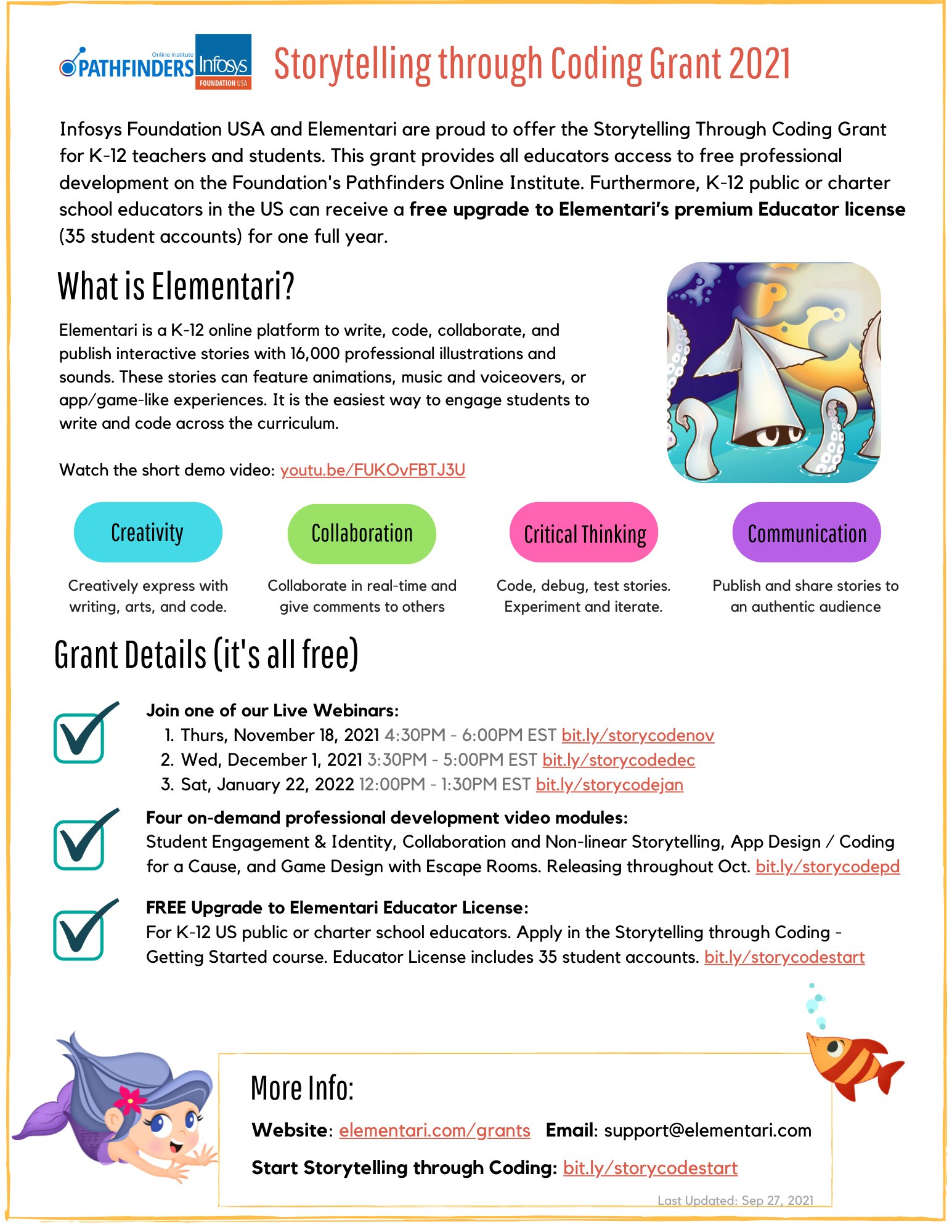 Infosys Foundation USA on Twitter: "Last month, we announced a new partnership with @elementari ...