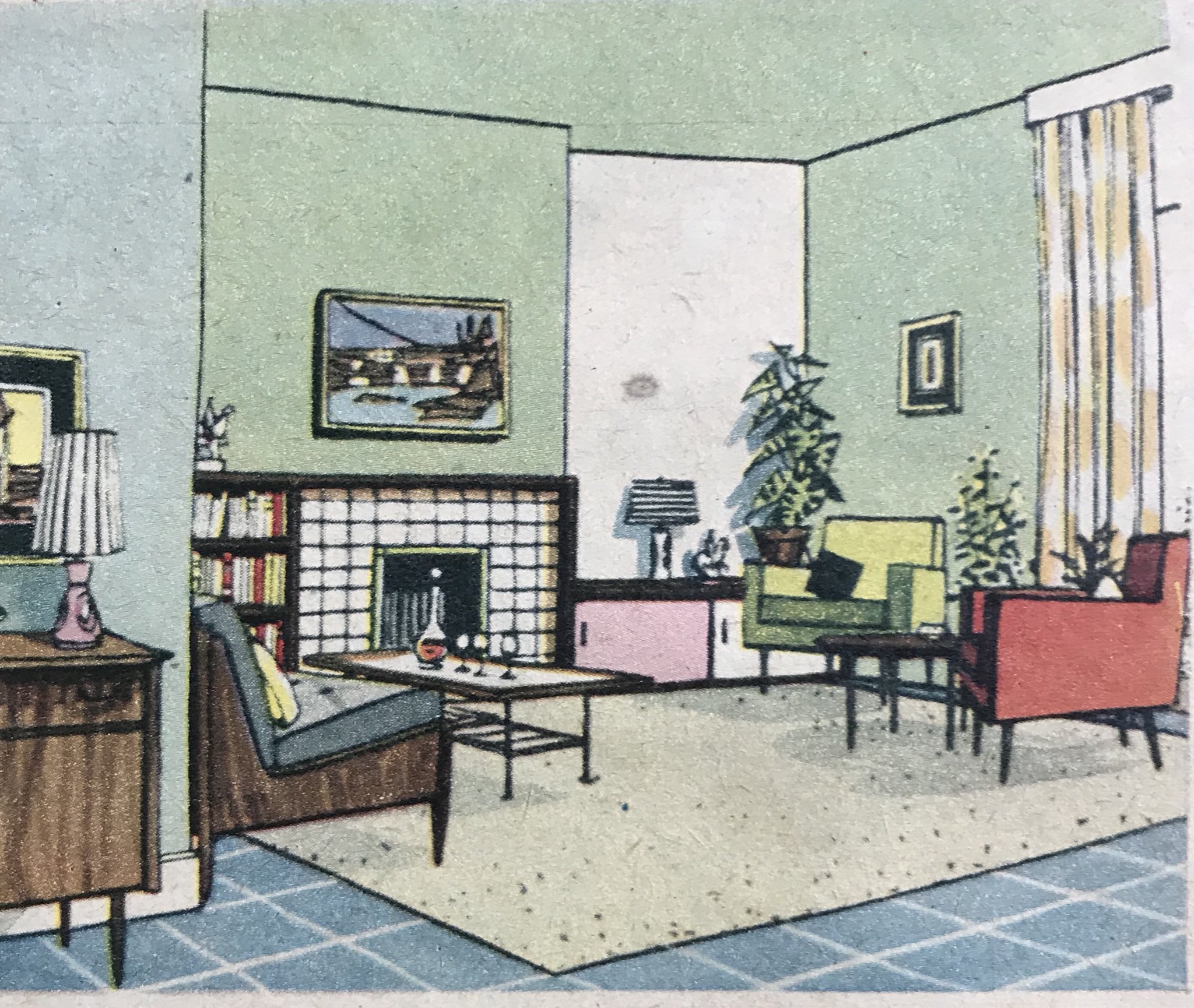 1950s Living Room Drawing