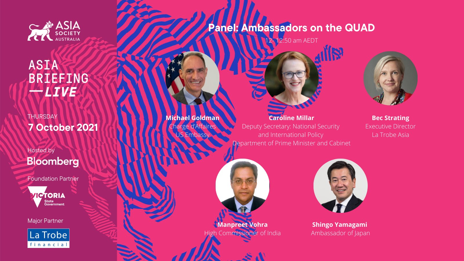 Asia Society Australia on Twitter: "Asia Briefing LIVE | #Ambassadors on the #QUAD | 7 Oct 2021 ...