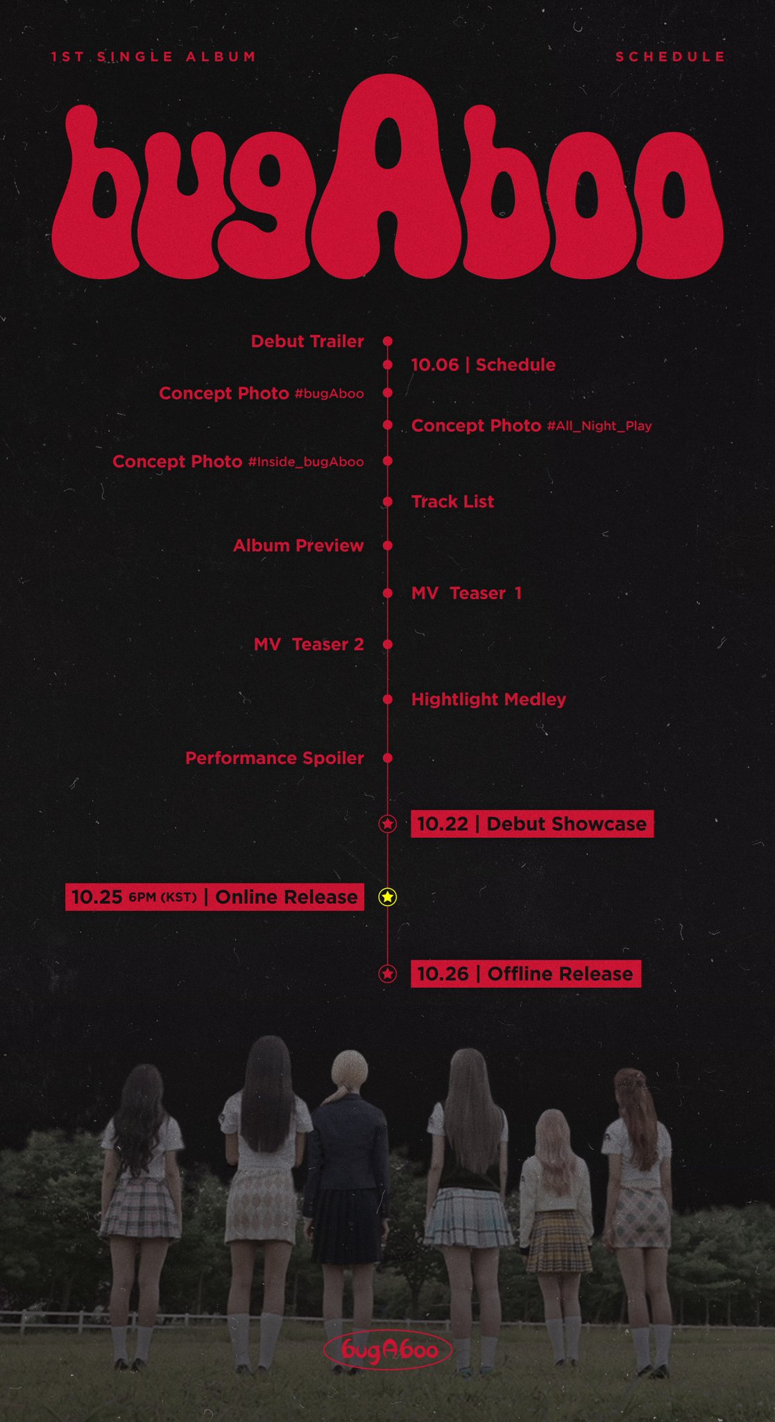 bugAboo on Twitter: "bugAboo 1st Single Album [bugAboo]｜SCHEDULE 👻 2021. 10. 25 PM 6:00 (KST) # ...