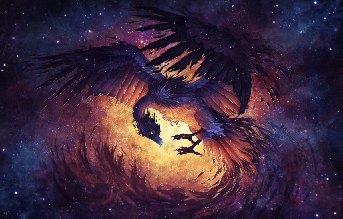 「Starborn Phoenix appearing before a dy」|Danielle Englishのイラスト