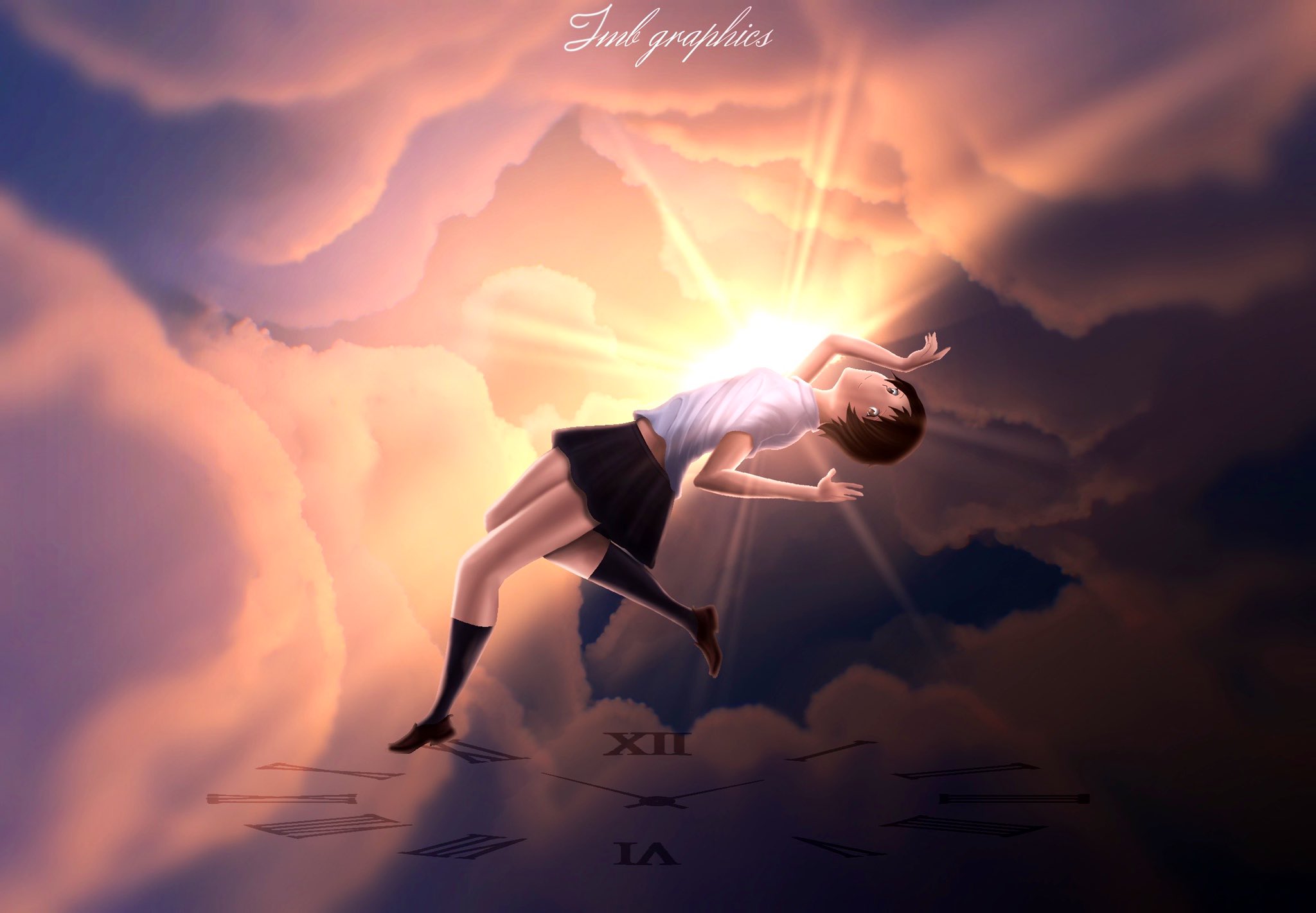 Girl Falling From Sky Drawing